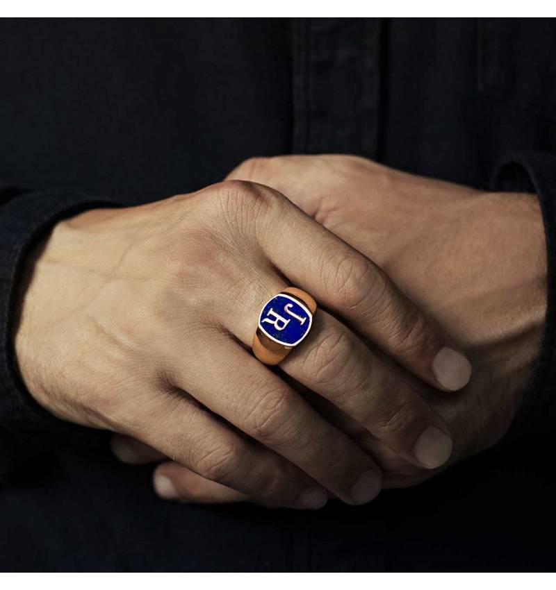 Chevalière homme or rose Maximus Initiales